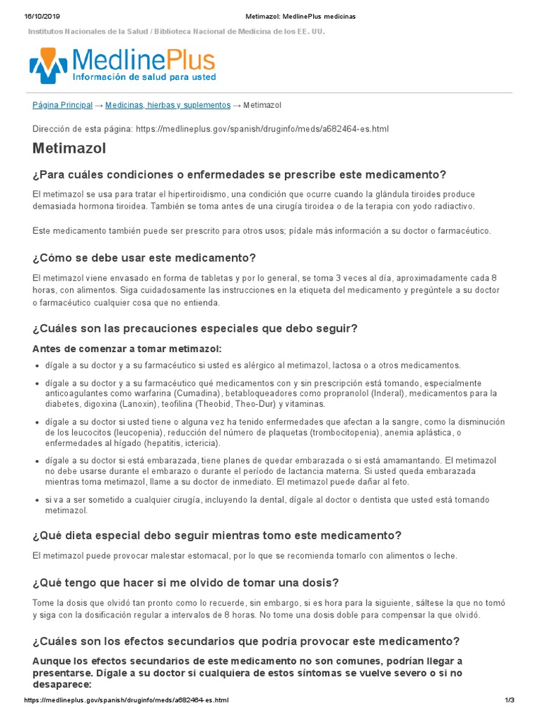 Metimazol | PDF | Medicamentos con receta | Tiroides