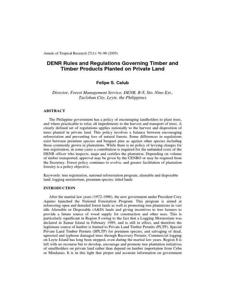 DENR Rules and Regulations Governing Timber and Timber Products Planted ...