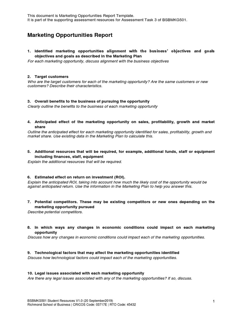 Marketing Opportunities Report Template.docx | Return On Investment ...