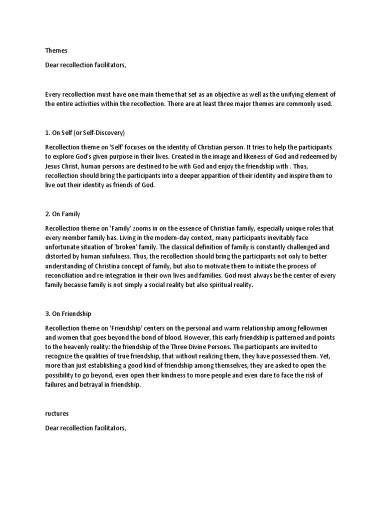 Themes for Catholic Recollection | PDF | Mary, Mother Of Jesus | Jesus