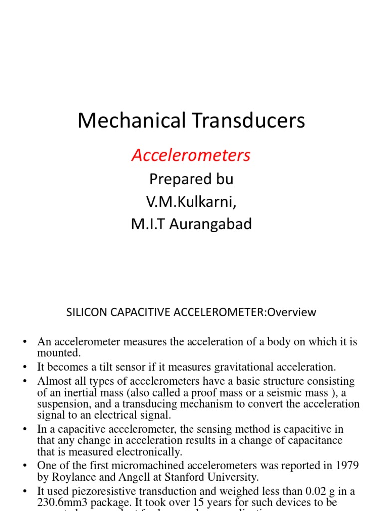 Mechanical Transducers: Accelerometers | PDF | Accelerometer | Capacitor