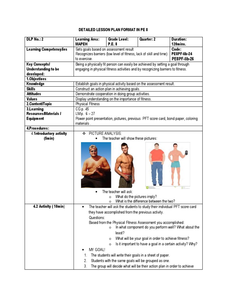 DLP 02 Grade8 Pe | PDF | Physical Education | Lesson Plan