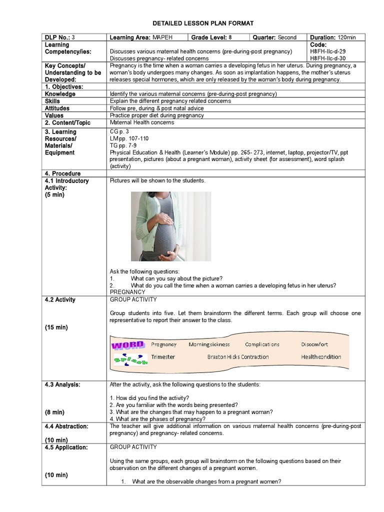 DLP - Health 3 | PDF | Pregnancy | Lesson Plan