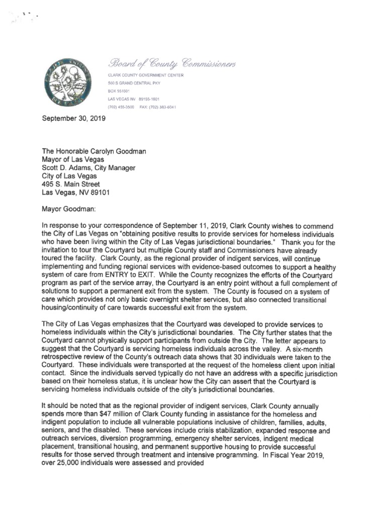 Las Vegas and Clark County Letters On Homelessness | PDF