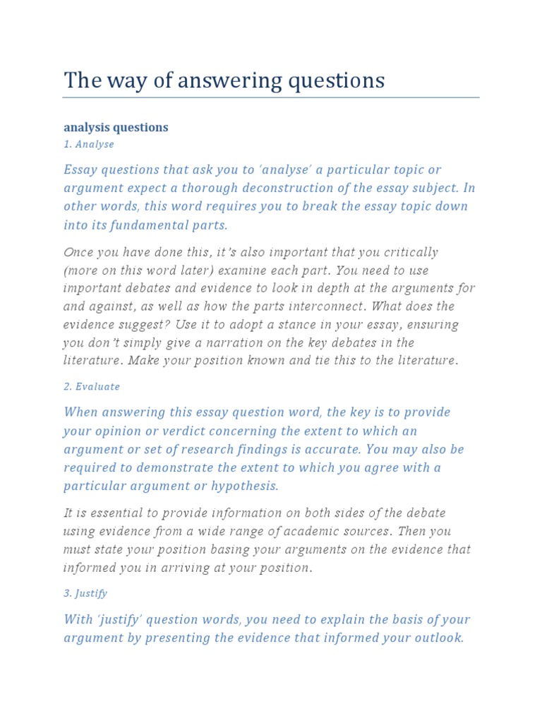 Mastering Essay Question Types | PDF | Argument | Question