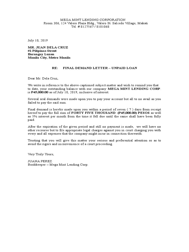 Final Demand Letter - ATM | PDF