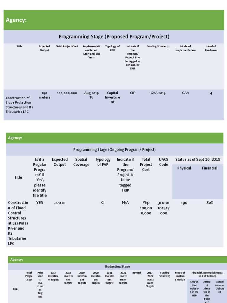 Agency:: Programming Stage (Proposed Program/Project) | PDF | Business
