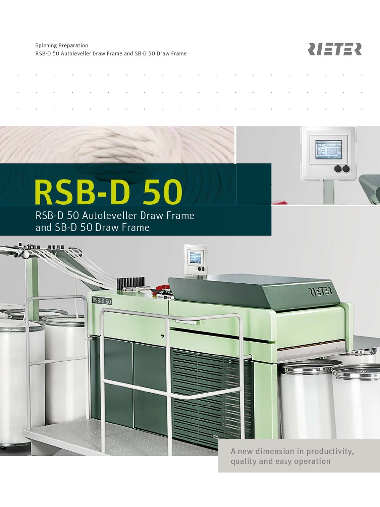 RSB-D 50 Draw Frame Machine Brochure 3008-V2 86036 Original English ...
