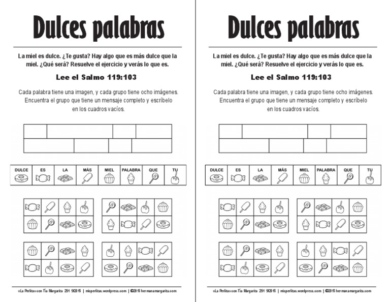 291 Dulces Palabras Actividad | PDF