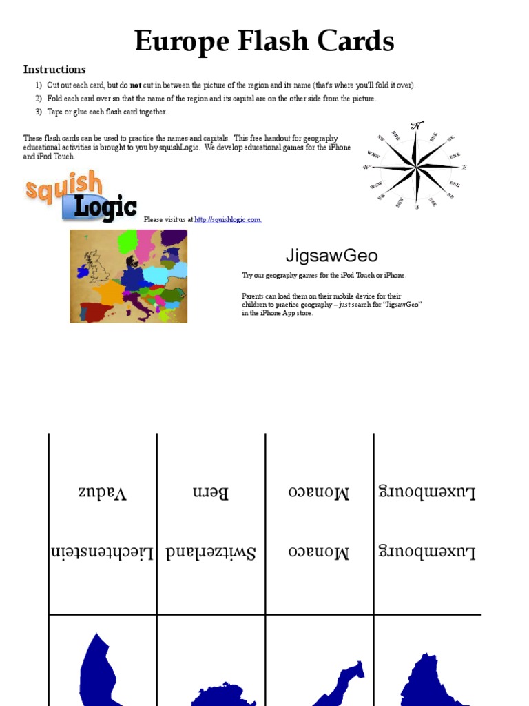 Europe Flash Cards: Jigsawgeo | PDF