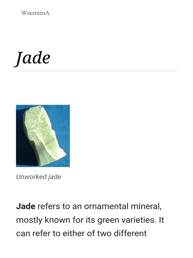 Jade - Wikipedia | PDF | Gemstone | Jewelry