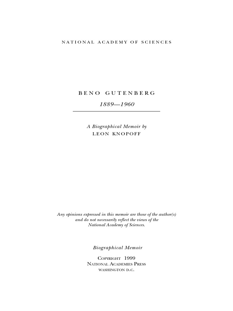 Beno Gutenberg: National Academy of Sciences | PDF | Seismology | Plate ...