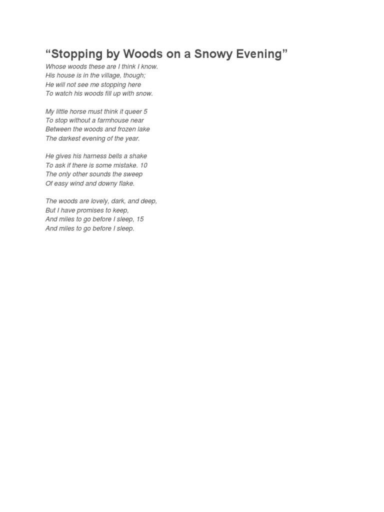 Stopping by Woods On A Snowy Evening | PDF