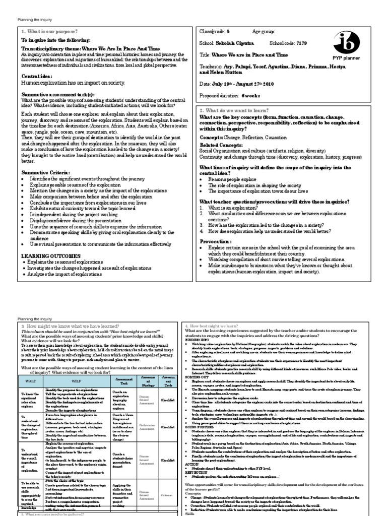 1st Uoi Planner Where We Are in Place and Time 2010 2011 New | PDF ...