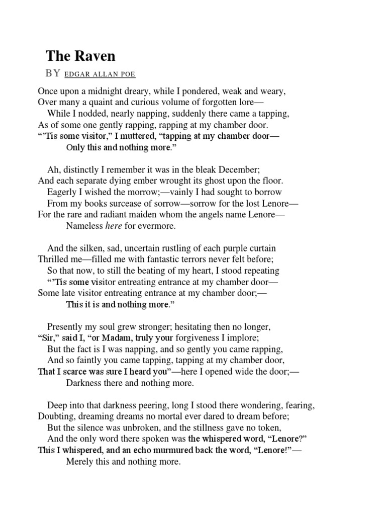 The Raven BY EDGAR ALLAN POE | PDF | The Raven