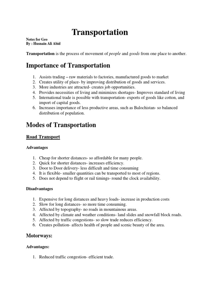 Transportation Modes and Their Impact | PDF | Cargo | Transport