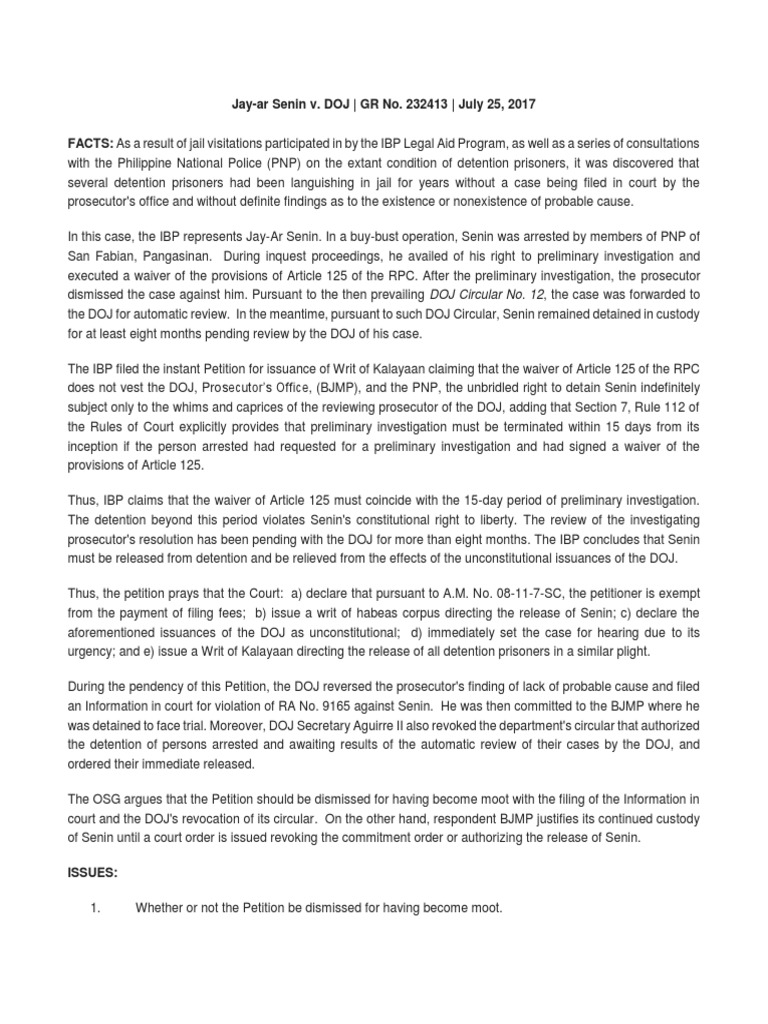 08 Senin V DOJ | PDF | Remand (Detention) | Detention (Imprisonment)