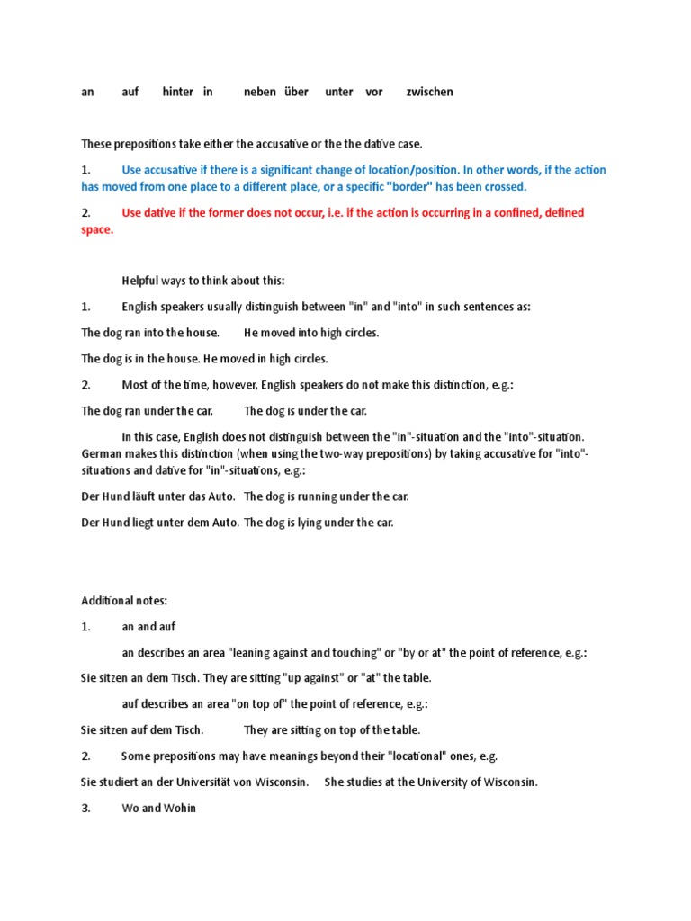 Accusative and Dative Prepositions Guide | PDF | Grammar | Semiotics