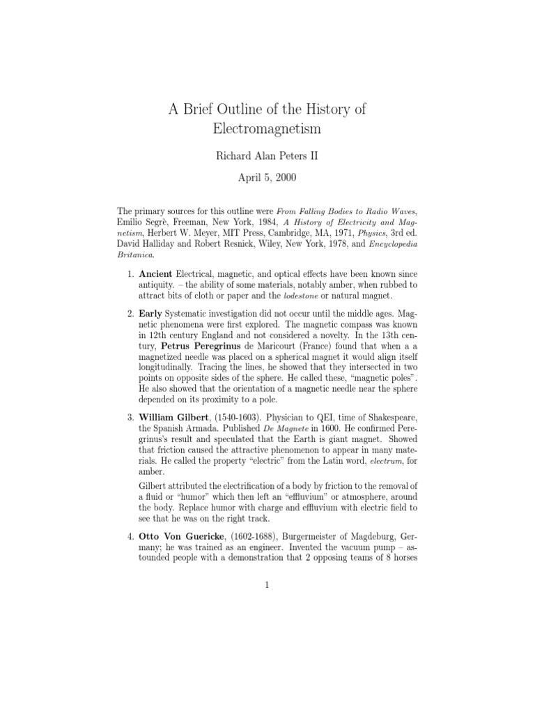 EM History PDF | PDF | Magnetic Field | Electric Charge