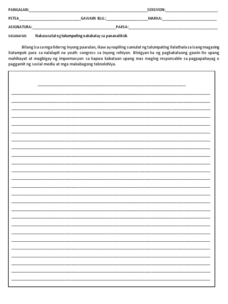 Talumpati Template | PDF