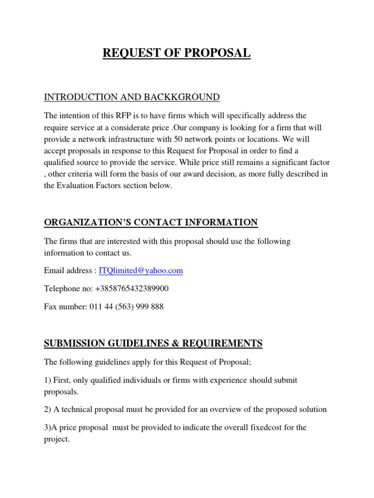 Request of Proposal | PDF | Request For Proposal | Business