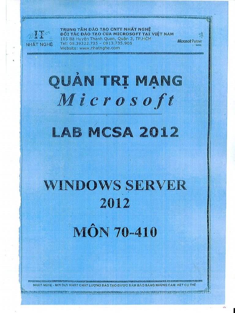 Quan Tri Mang MCSA 2012 Lab - Windows Server 70-410 - Nhat Nghe PDF | PDF