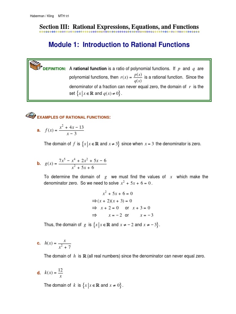 Module1 Intro To Rational Functions | PDF | Asymptote | Function ...