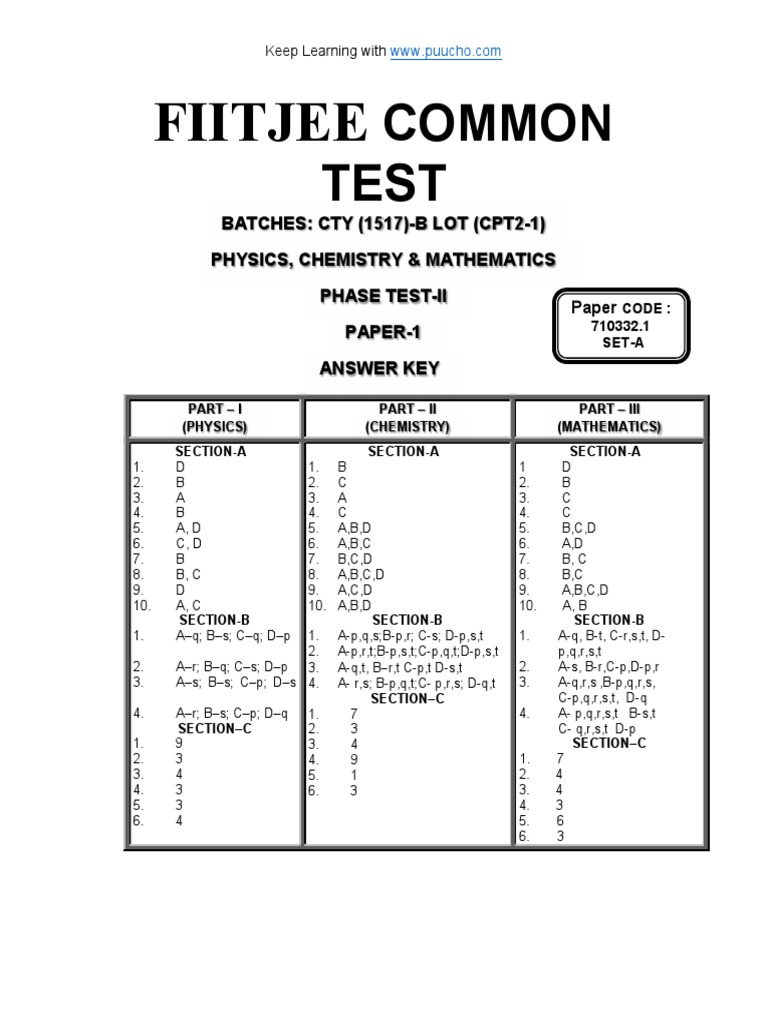 Fiitjee JEE Adv p1 Phase II Sol | PDF | Buoyancy | Physical Sciences