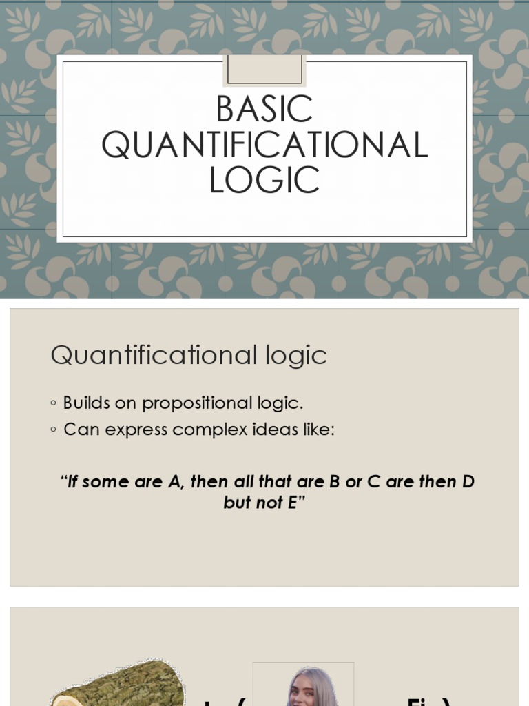 Basic Quantificational Logic | PDF | Logic | Syntax