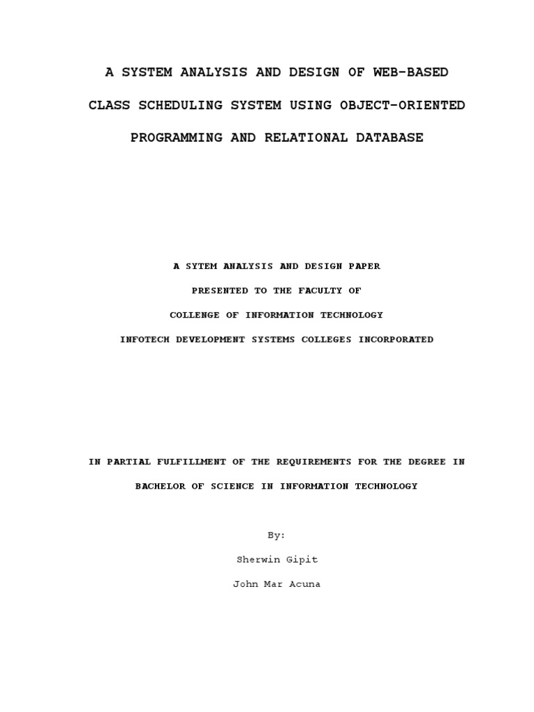 Web-Based Class Scheduling System Design | PDF | Class (Computer ...