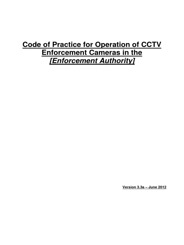Code of Practice For Operation of CCTV Enforcement Cameras in The | PDF ...