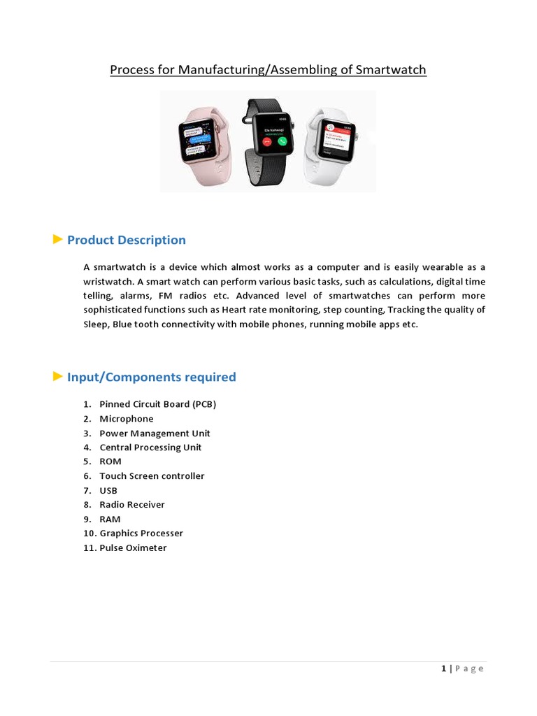 Manufacturing of Smartwatch | PDF | Smartwatch | Watch