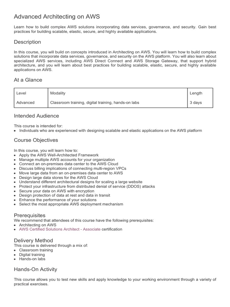 Advanced Architecting On AWS | PDF