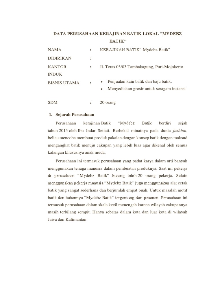 Compro Lengkap Batik Mydebz | PDF