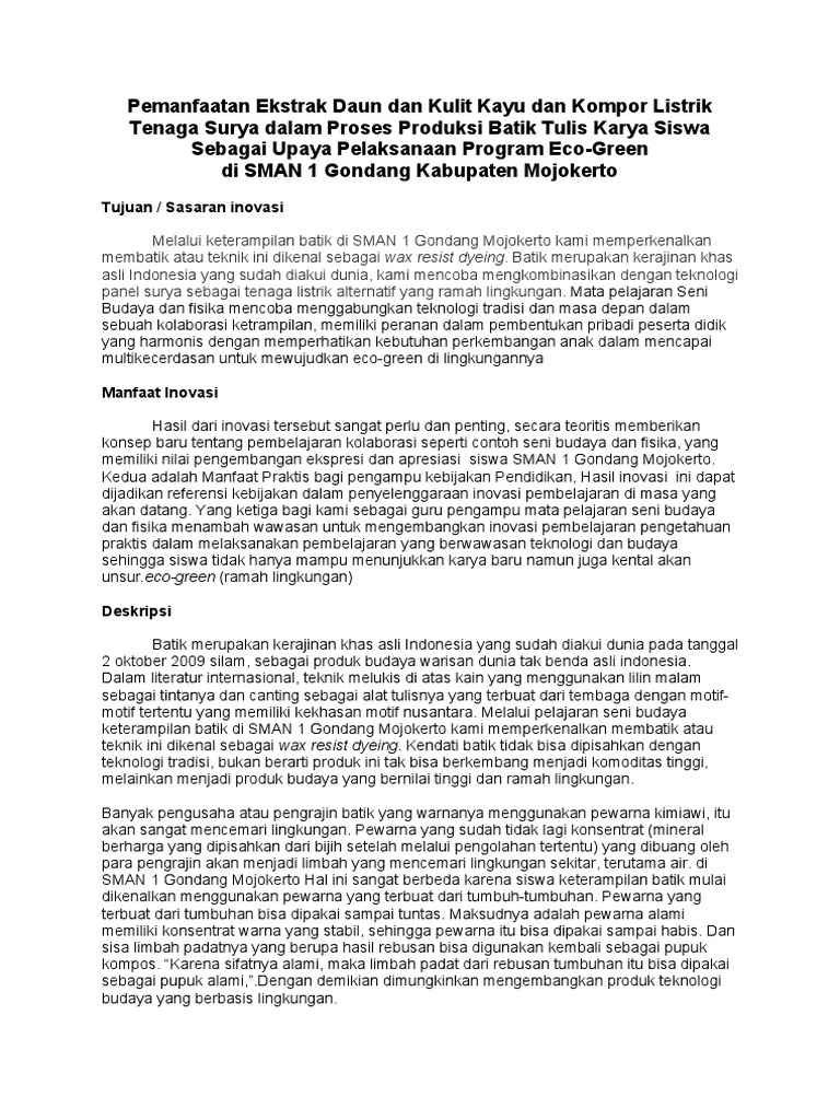 Contoh Proposal Lomba Batik Kreasi | PDF