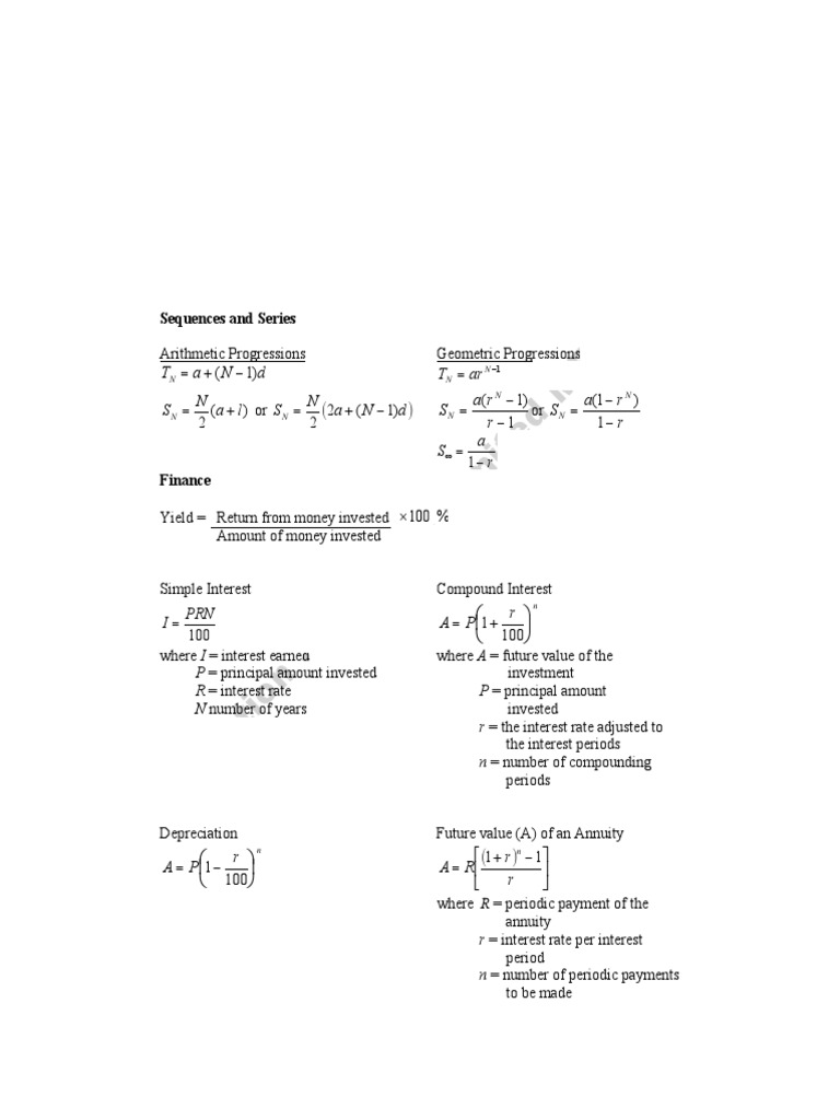 MEXILR1339: Global Assessment Certificate Formulae Sheet & Z Table For ...
