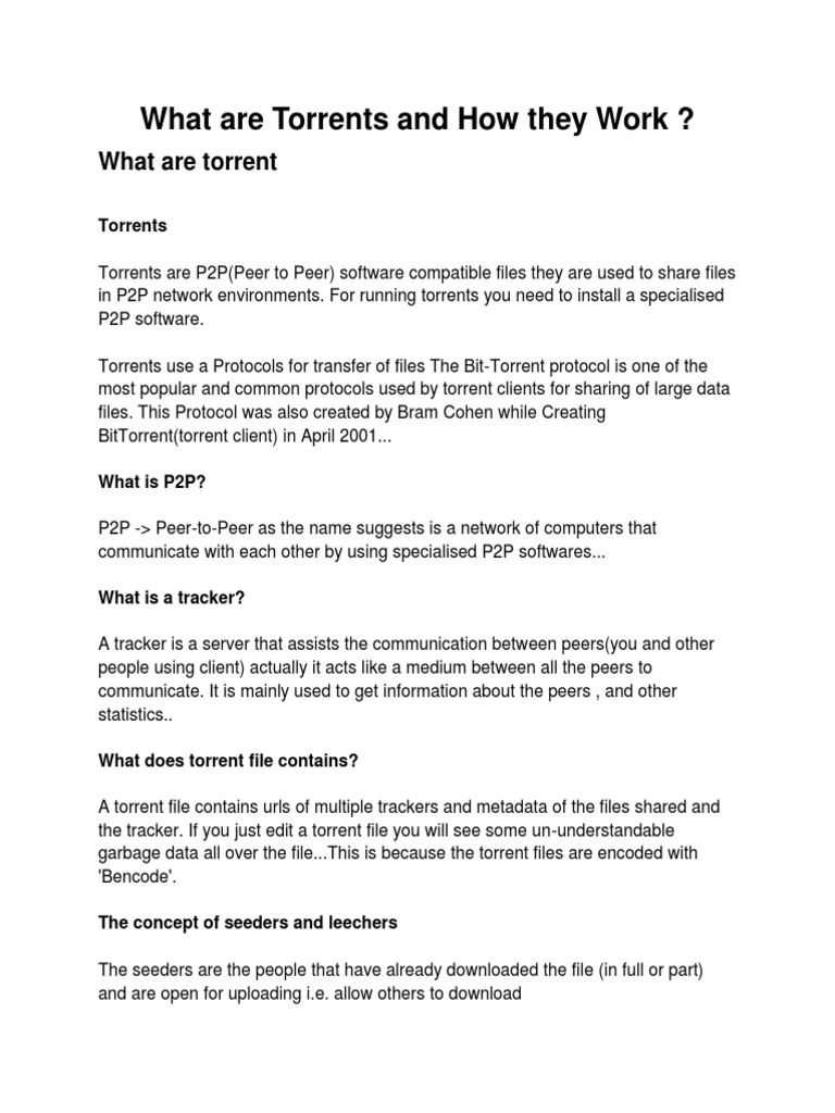 What Are Torrents and How They Work | PDF | Peer To Peer | Network ...