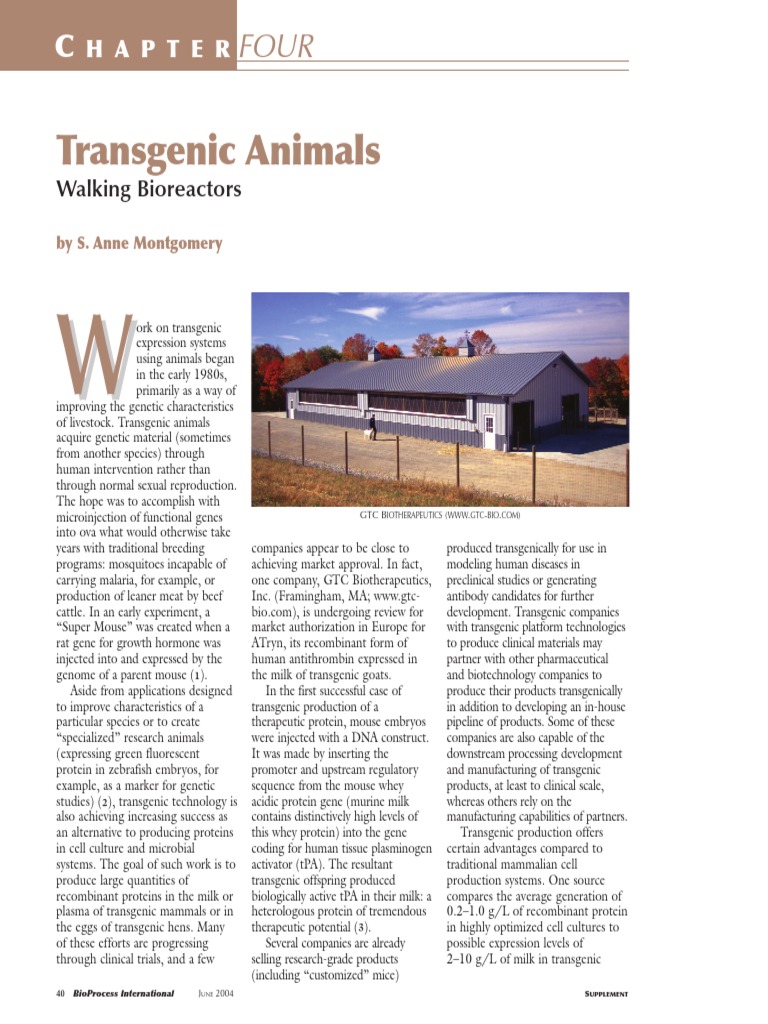 Transgenic Animals as "Living Bioreactors | PDF | Transgene ...