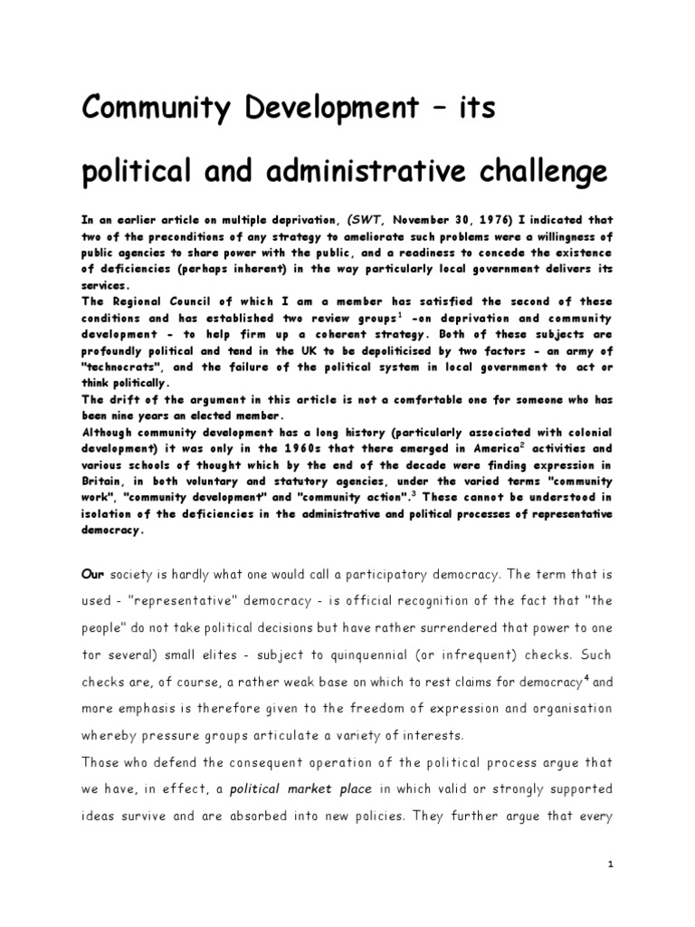 Community Development and Democracy Issues | PDF | Community ...