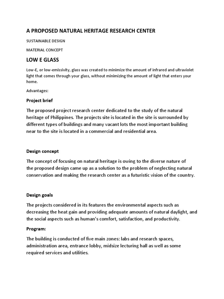 Material Concept For Research Center | PDF