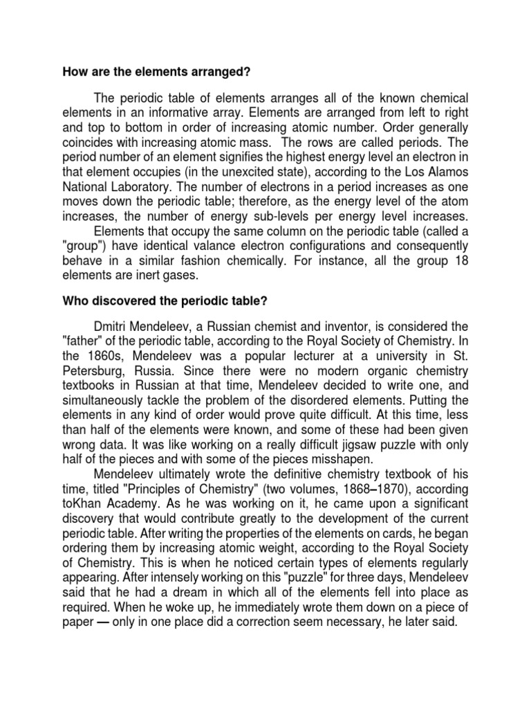 How Are The Elements Arranged? | Download Free PDF | Chemical Elements ...