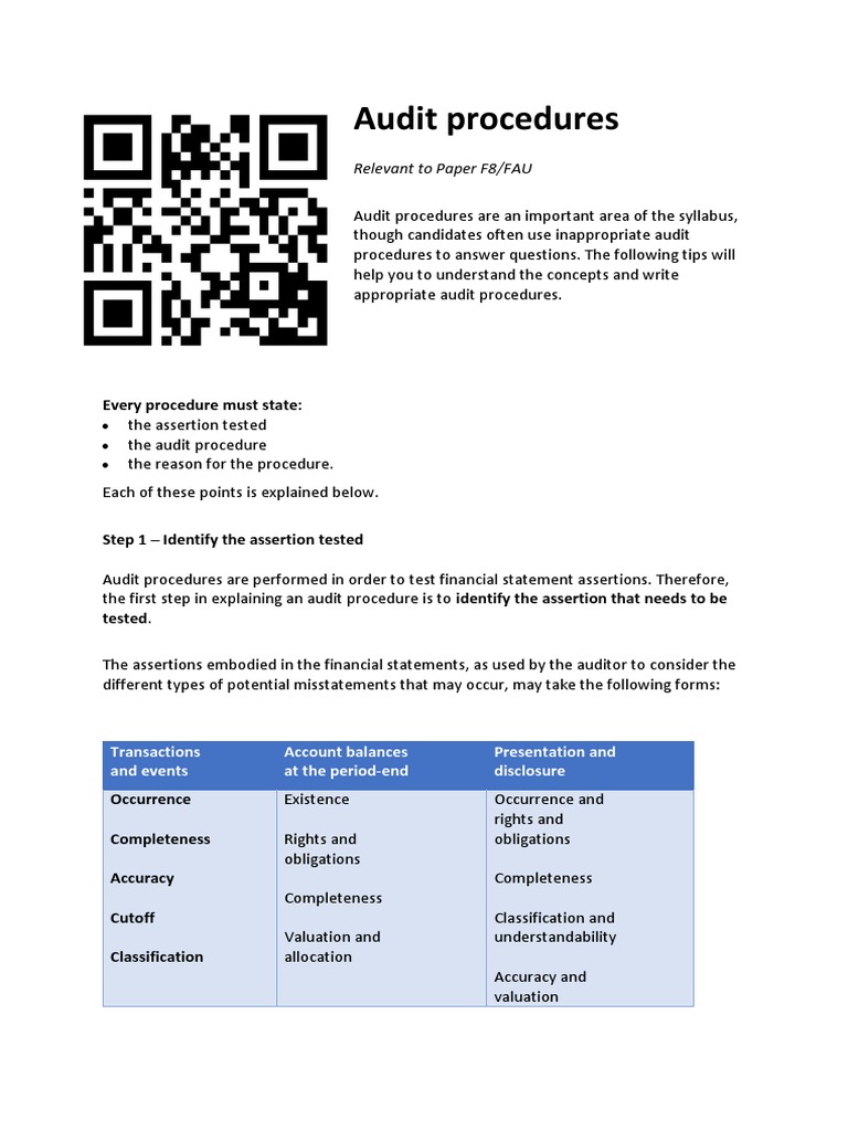 Audit Procedures | PDF | Audit | Financial Statement