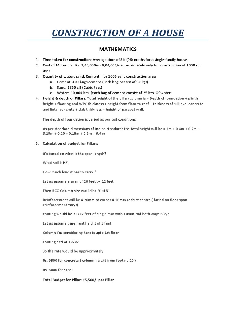 Construction of A House | PDF