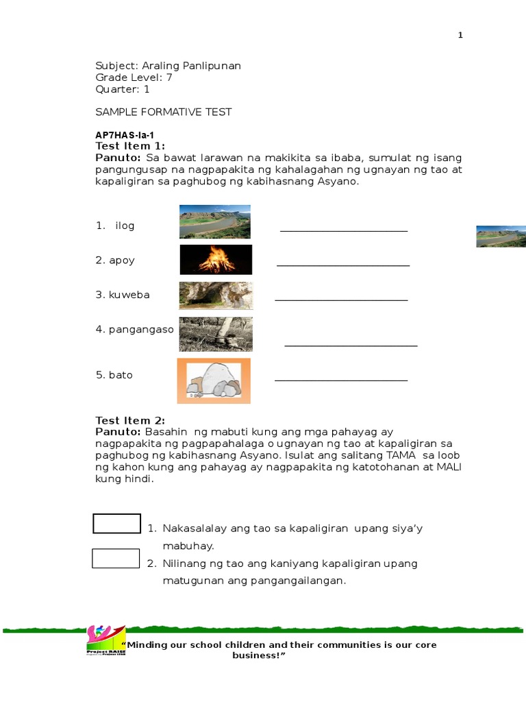 Quarter 1 AP-7 Test Item Bank | PDF