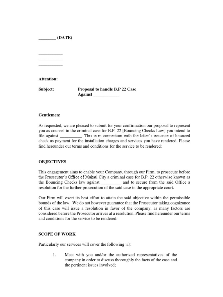 Proposal Offer of Legal Services | PDF | Prosecutor | Law Firm