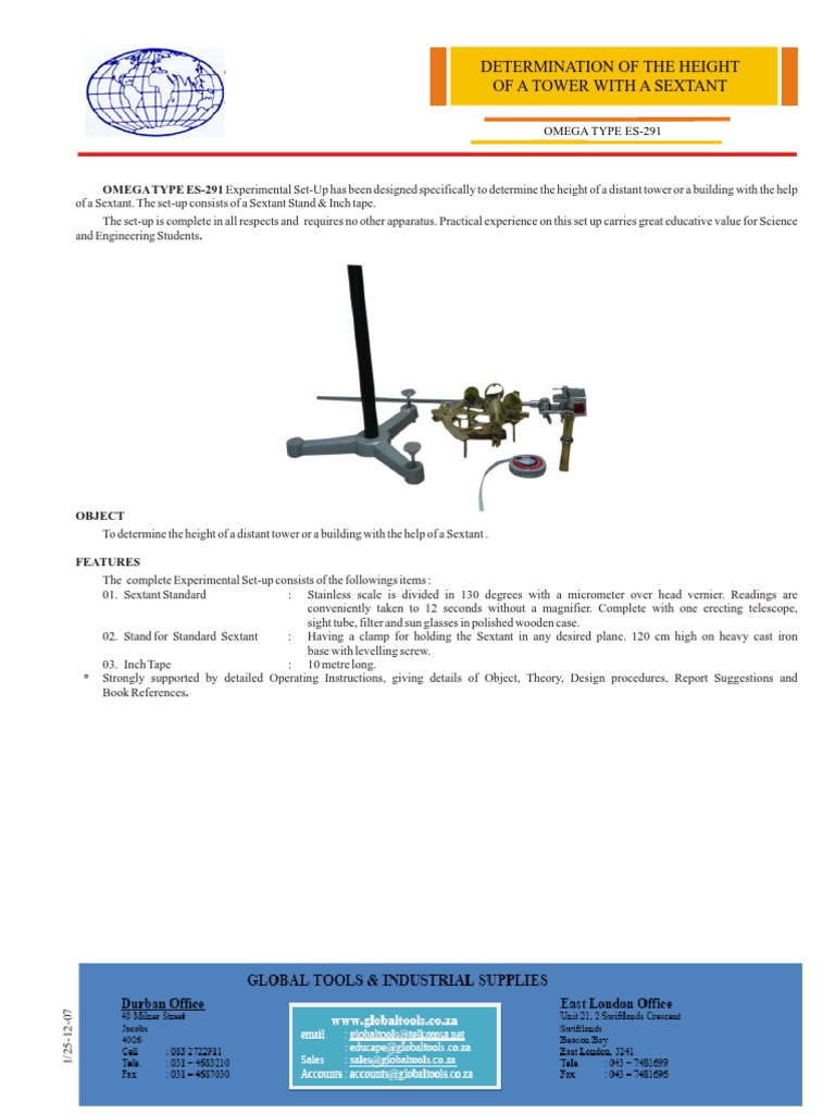 Height of A Tower Using Sextant | PDF