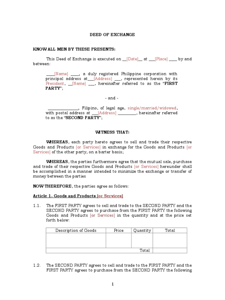 Contract of Barter Agreement | PDF | Liquidated Damages | Prices