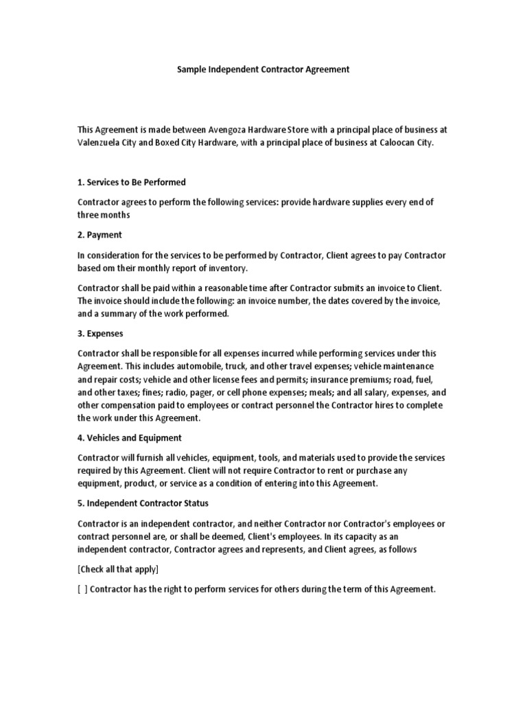 Client Contract | PDF | Independent Contractor | Expense