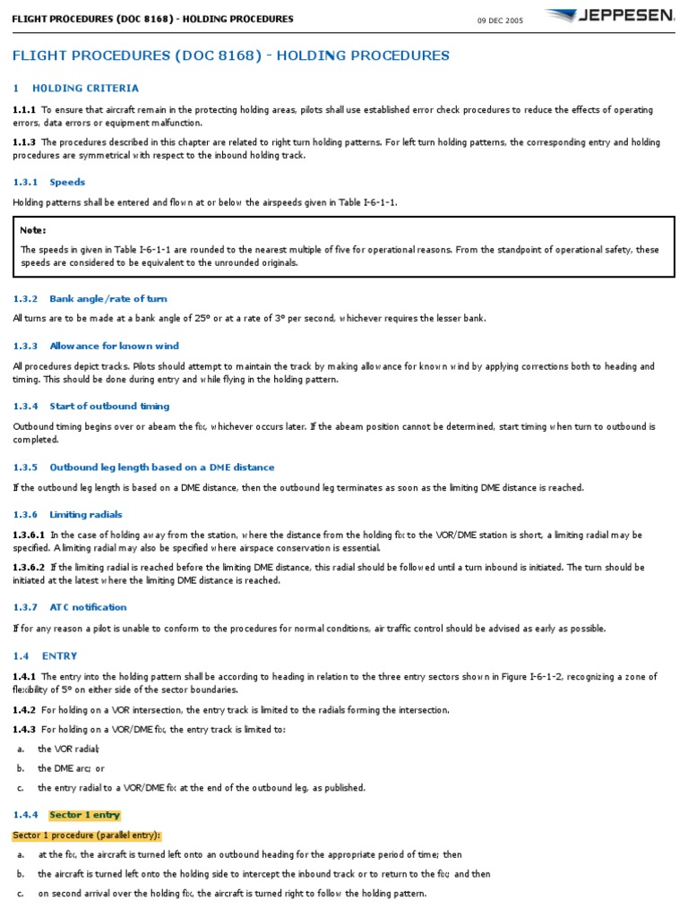 Holding Procedures | PDF | Aeronautics | Transport Safety
