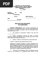 Motion For Issuance of Subpoena Ad Testificandum - Macapala | PDF ...